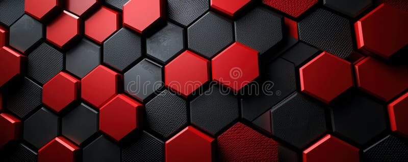 Red and Black Hexagonal Abstract Background with 3D Texture Pattern for ...