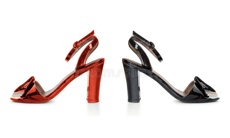 Red And Black High Heel Women Shoes On White Background Stock Image ...