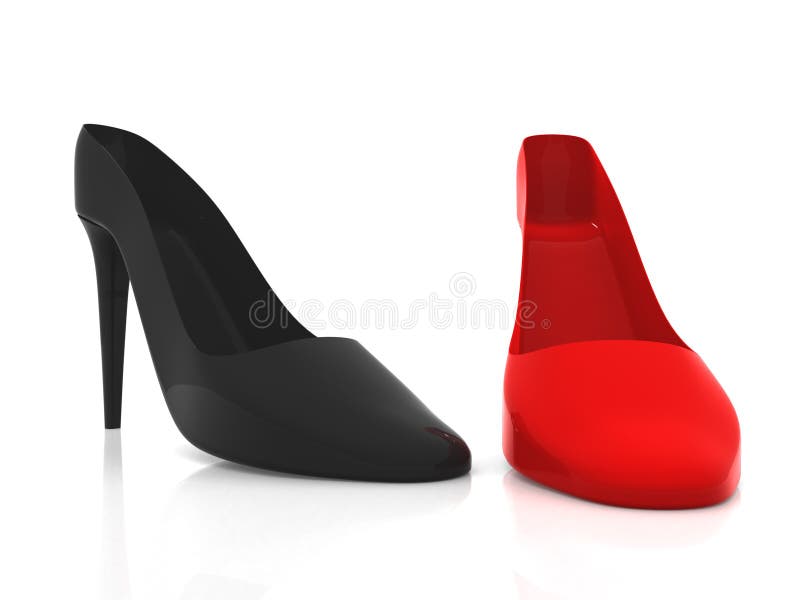 Red and Black High Heel Women Shoes on White Background Stock Image ...