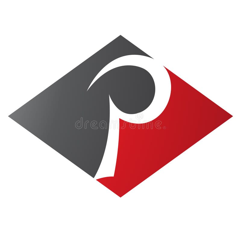 Red and Black Horizontal Diamond Letter P Icon Stock Vector ...
