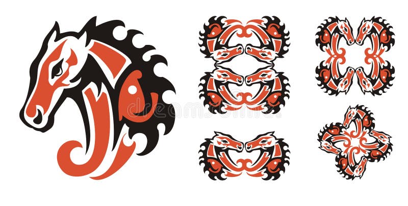 Red and Black Horse Head Symbols Stock Vector - Illustration of decal ...