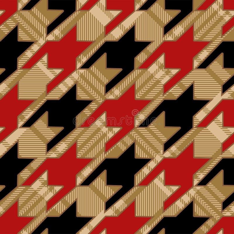 Red and Black Houndstooth Collage Pattern Fabric Swatch Stock Vector ...