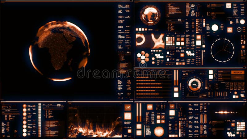 Red and Black Video Interface Panel Stock Video - Video of dark, orange ...