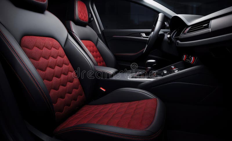 Red and Black Interior of a Car Stock Photo - Image of flare, speed ...