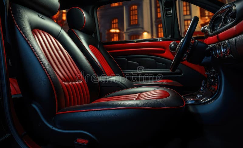 Red and Black Interior of a Car Stock Image - Image of comfortable ...
