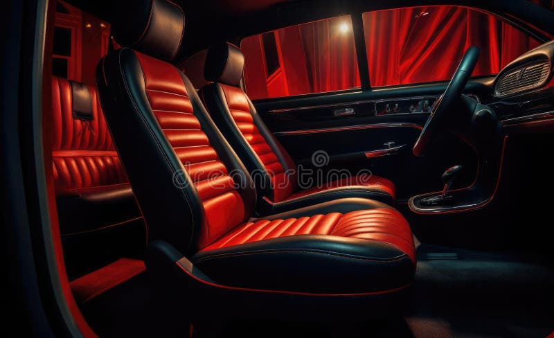 Red and Black Interior of a Car Stock Photo - Image of airbag, interior ...