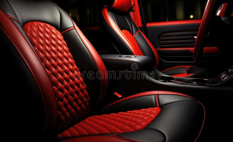 Red and Black Interior of a Car Stock Photo - Image of business ...