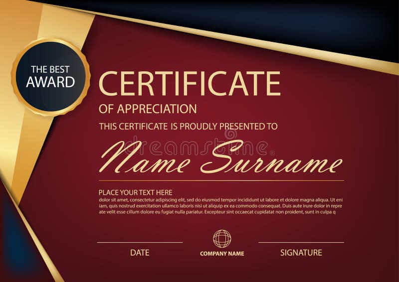 Red and Black Label Elegance Horizontal Certificate with Vector ...