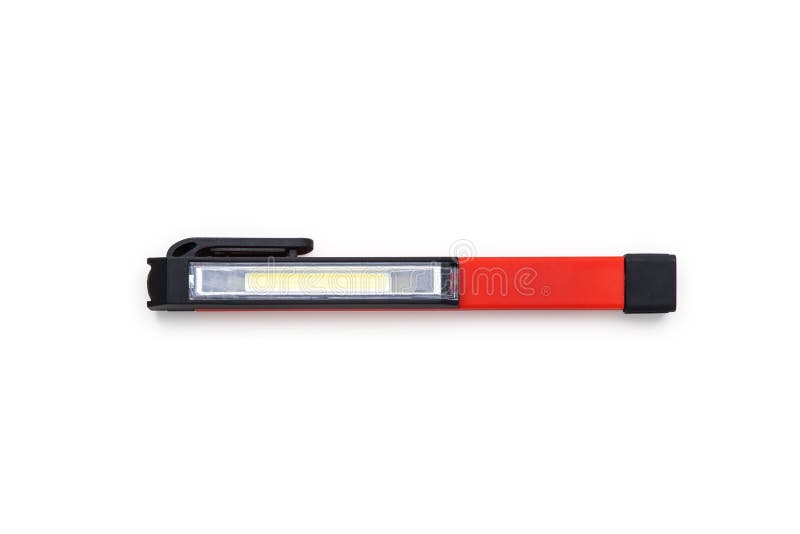 Red and Black LED Flashlight with Compact Pen Clip Stock Image - Image ...