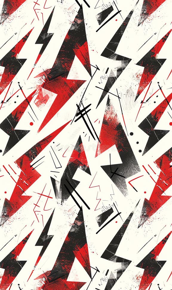 Red and Black Lightning Bolt Pattern. Abstract and Energetic Design ...