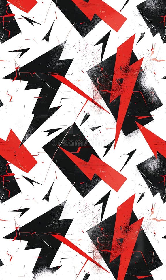 Red and Black Lightning Bolt Pattern on White Background Stock Photo ...