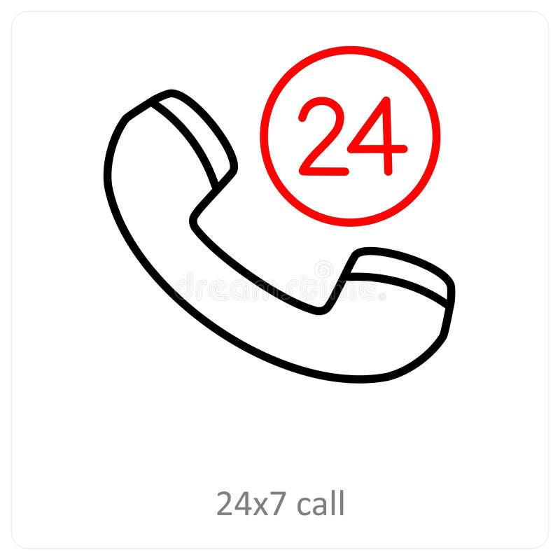 24x7 Call and Service Icon Concept Stock Illustration - Illustration of ...