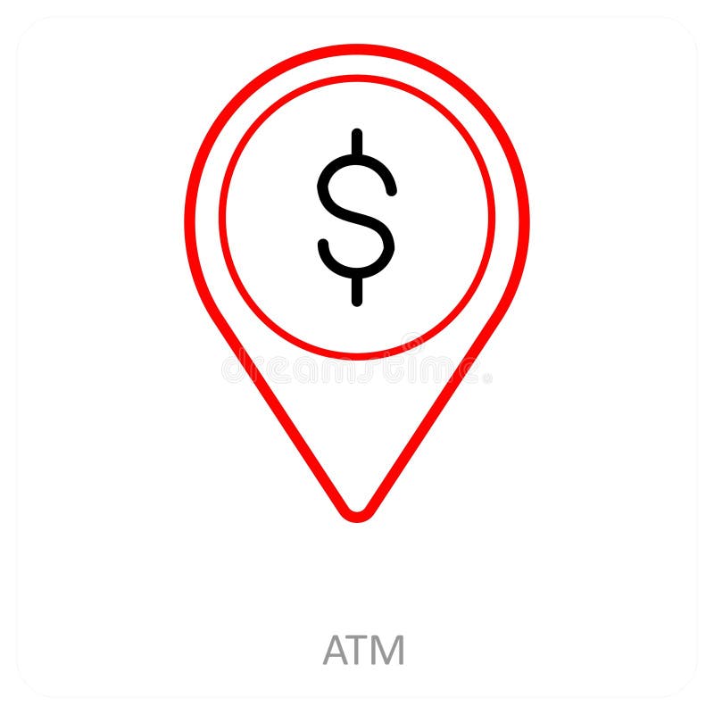 ATM and Location Icon Concept Stock Illustration - Illustration of ...