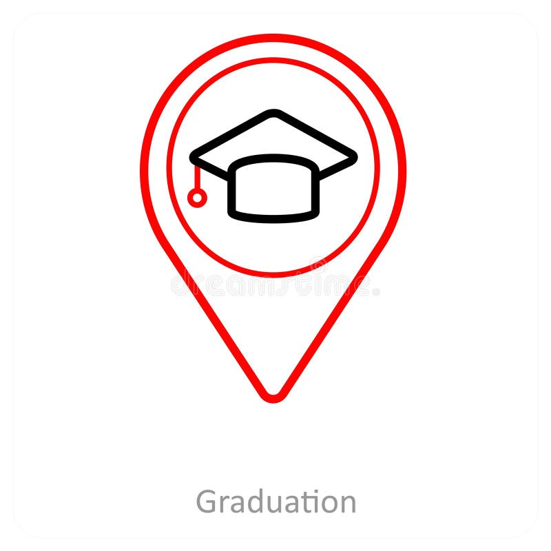 Graduation and Location Icon Concept Stock Illustration - Illustration ...