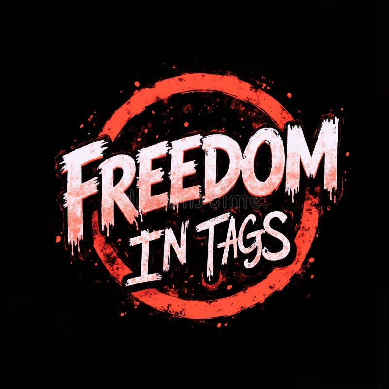 A Red and Black Logo with the Words Freedom in Tags Stock Illustration ...