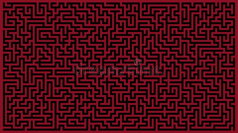Vector Graphic Abstract Geometry Maze Pattern. Red Seamless Geometric Labyrinth Background Stock ...