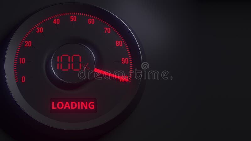 Red and Black Load Meter or Indicator, 3D Rendering Stock Illustration ...
