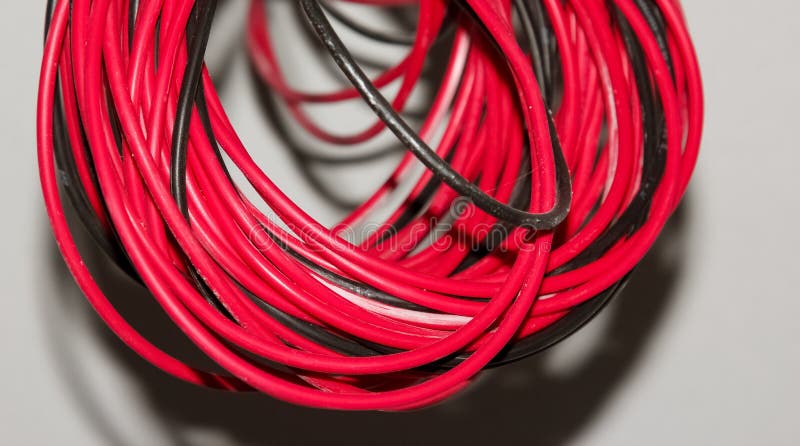 Red and Black Mixed Wire Network Cable Isolated on White Background ...