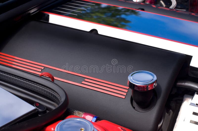 Red and Black Modern Muscle Car Engine Stock Image - Image of beauty ...