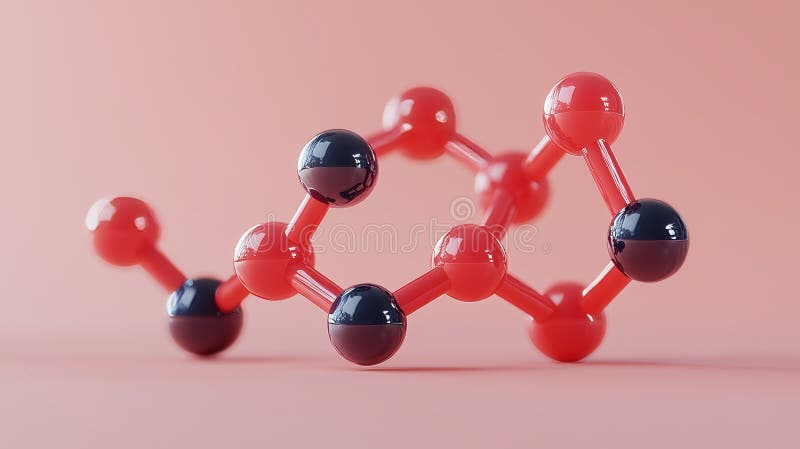 Red and Black Molecular Structure Model on Pink Background Stock ...