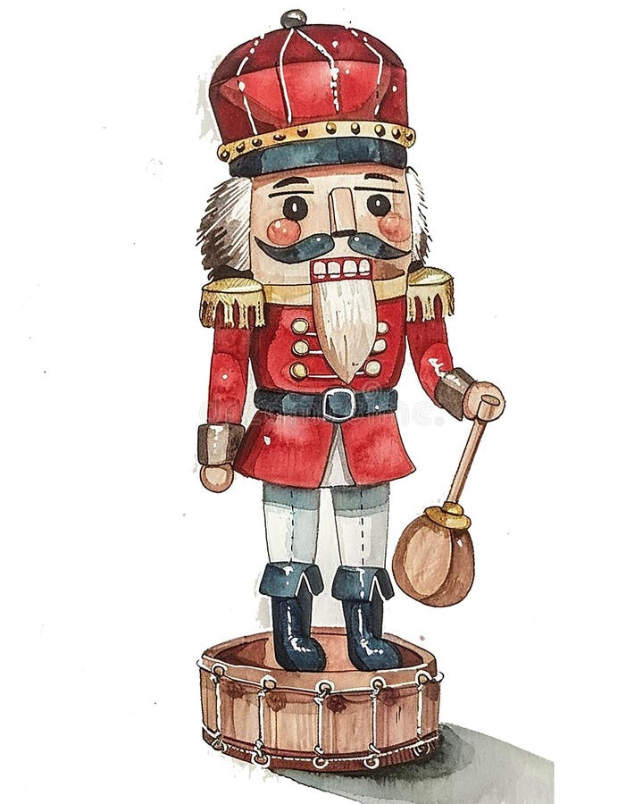 A Red and Black Nutcracker with a Mustache and a Drum. the Nutcracker ...