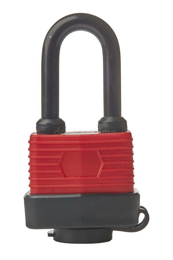 Red and Black Padlock Closeup on White Background Stock Image - Image ...