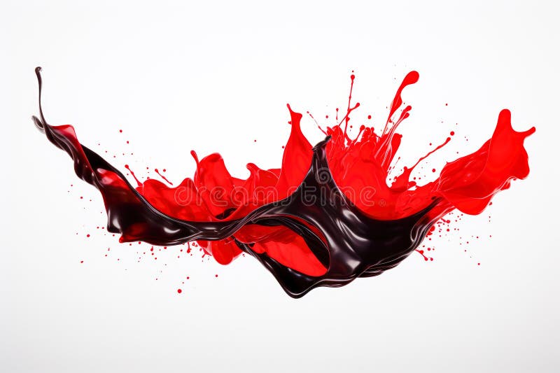 Red and Black Paint Splashes Isolated on White Background. Stock Image ...