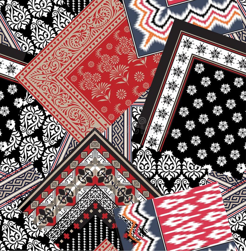 Seamless Patchwork Pattern on Background Stock Vector - Illustration of ...