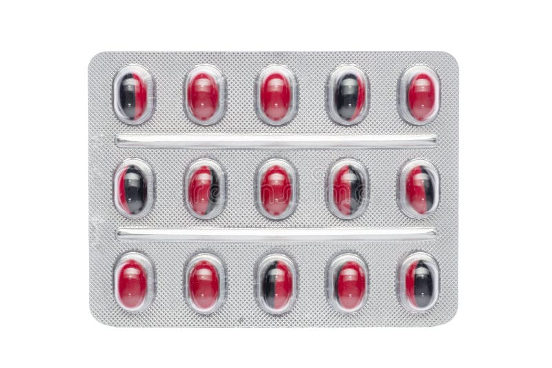 Red and Black Pills White Background. Stock Illustration - Illustration ...