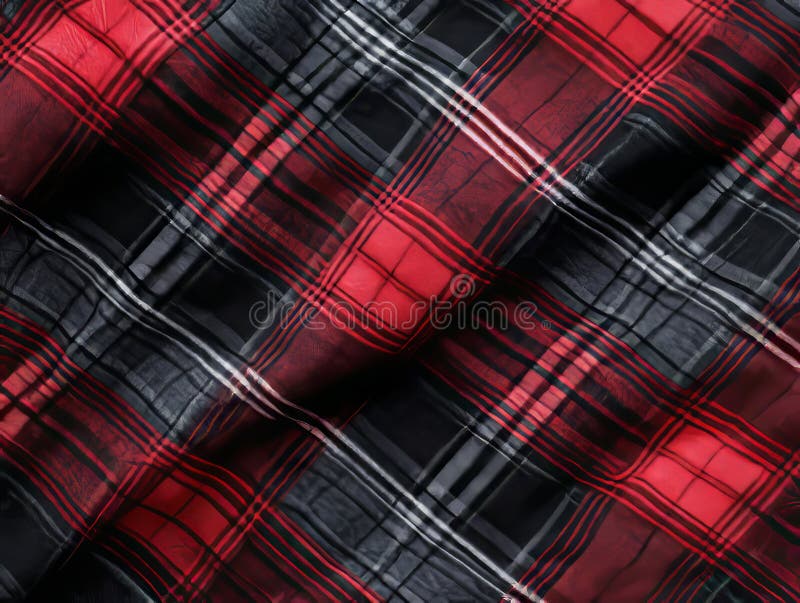 A Red and Black Plaid Fabric with a Black and White Check Pattern Stock ...