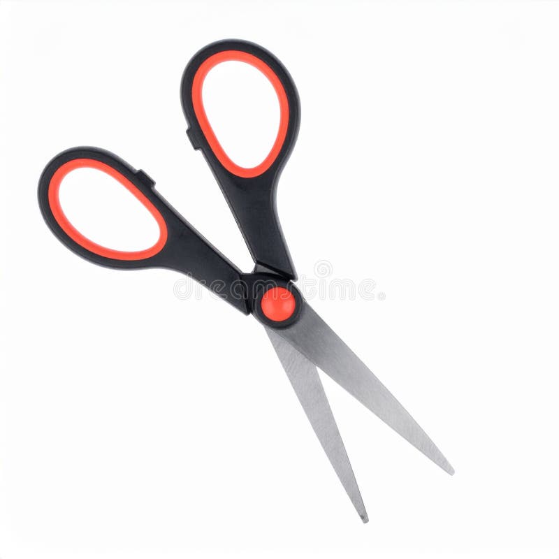 Red and Black Plastic Scissors on White Background Stock Illustration ...