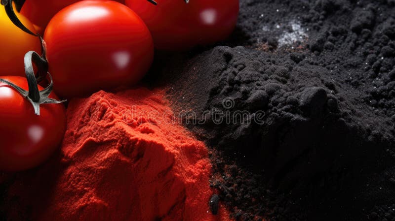 Bright Red Tomatoes, Red & Black Powder Stock Illustration ...