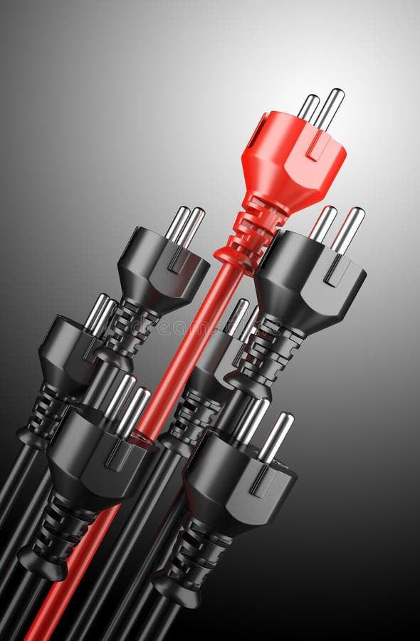 Red and Black Power Plugs - Leadership Concept. Stock Photo - Image of ...