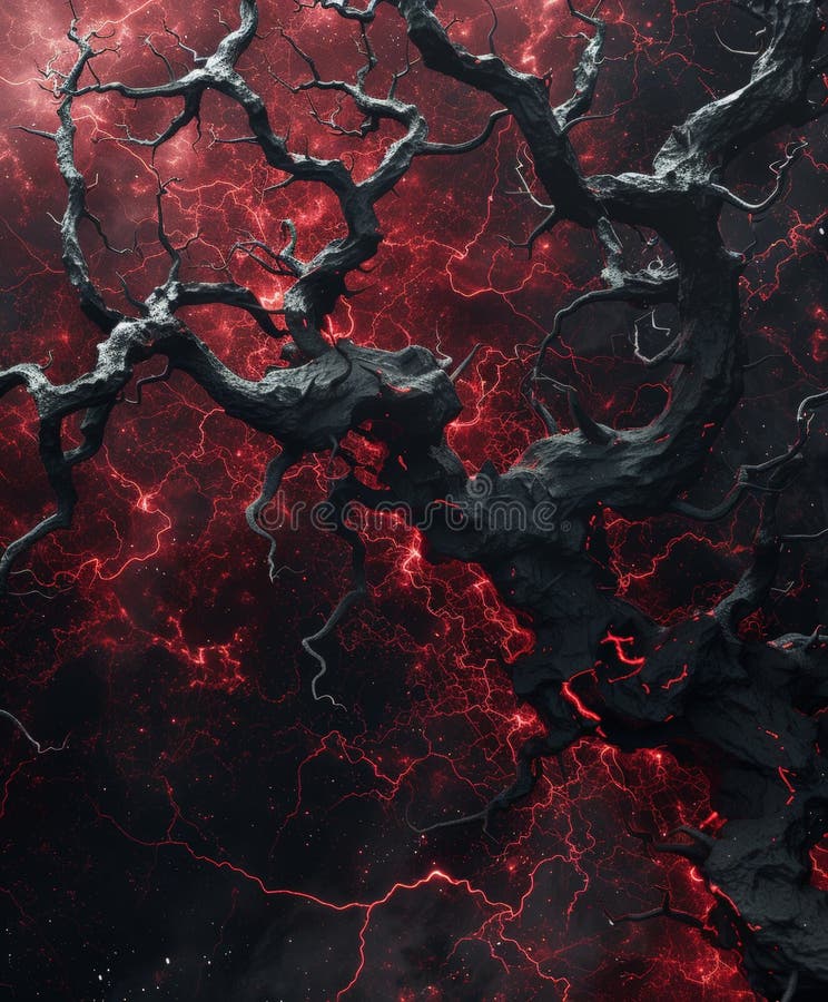 Red and Black Psychedelic Tree Background Stock Illustration ...