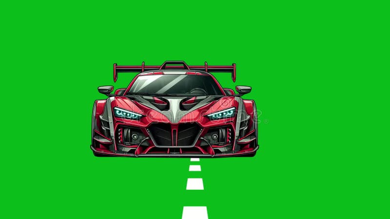 Red and Black Race Car Animation on Green Screen Background Stock Video ...