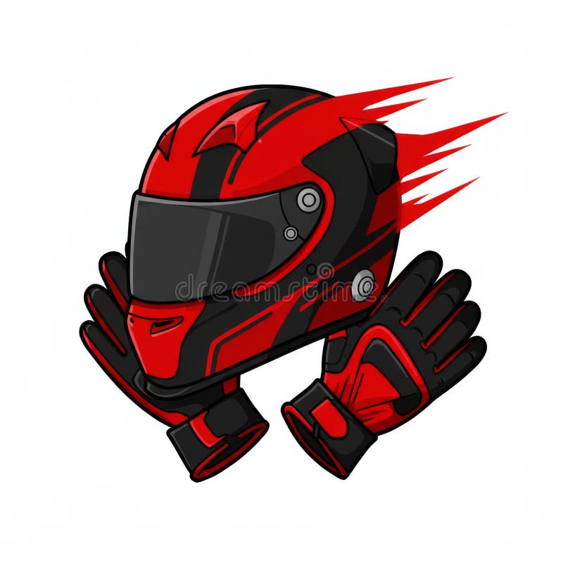 Red and Black Racing Helmet and Gloves Illustration Stock Illustration ...