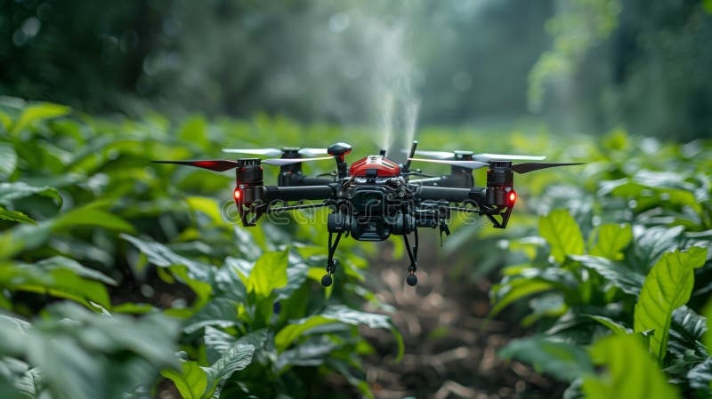 Red and Black Remote Controlled Flying Device in Green Field Stock ...