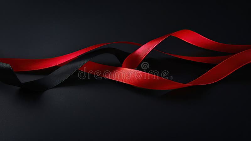 Red and Black Ribbons on Black Background Stock Illustration ...