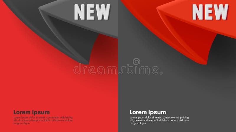 Red and Black Ribbons with New Symbol, Promo 3d Element, Poster ...