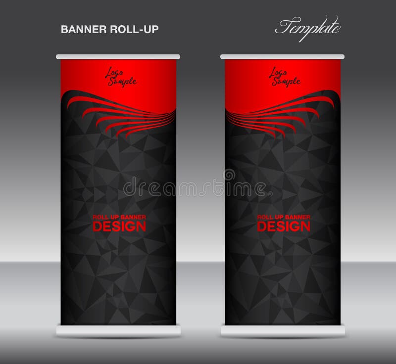 Red and Black Roll Up Banner Template Vector, Banner Design, Sta Stock ...