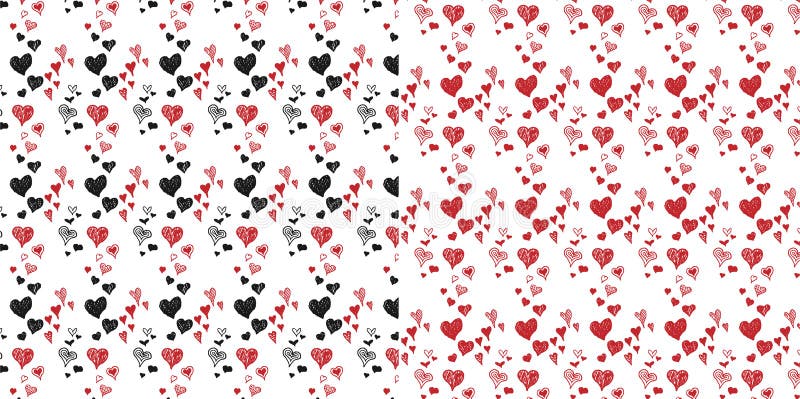 Red and Black Scribbled Line Heart Pattern Stock Vector - Illustration ...
