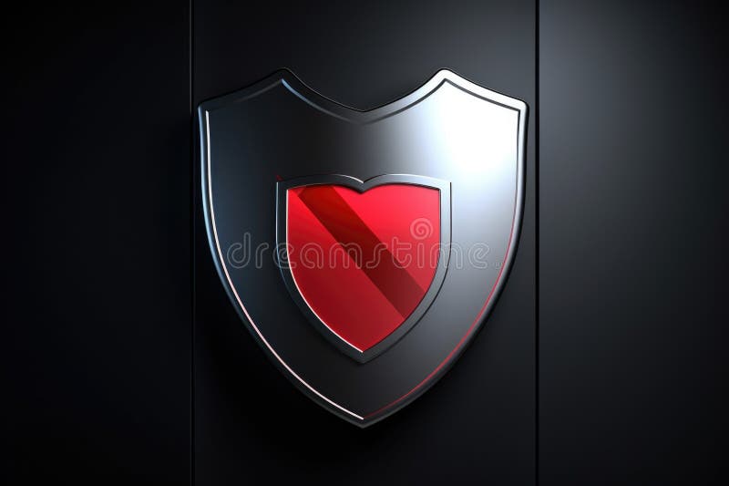 A Red and Black Shield Displayed on a Black Wall. Can Be Used for ...
