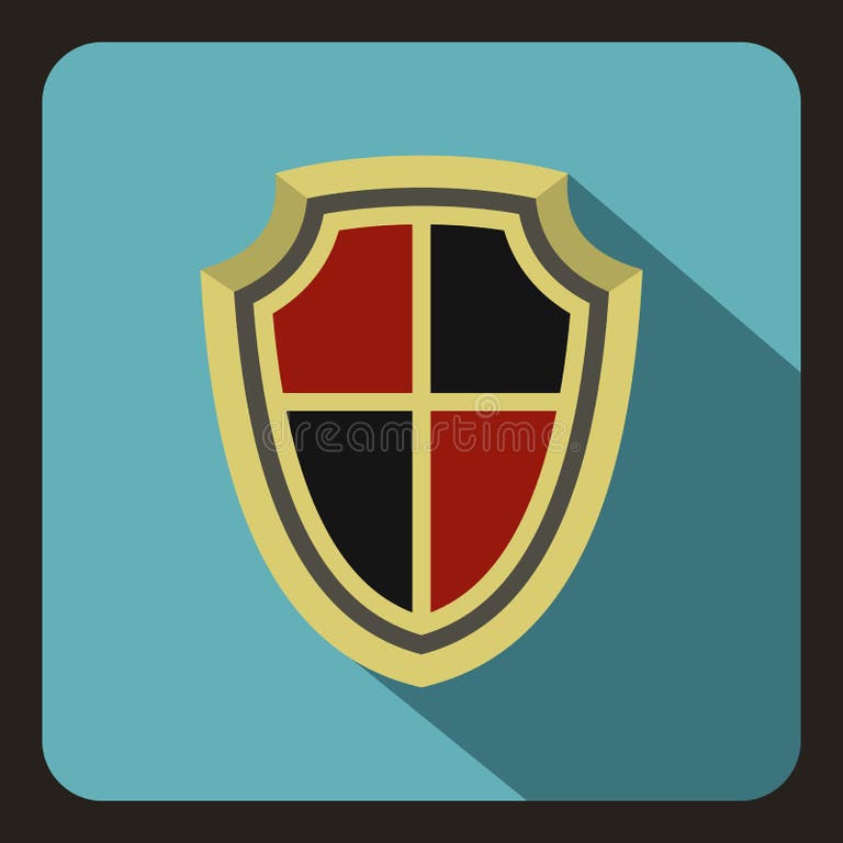 Red and Black Shield Icon, Flat Style Stock Vector - Illustration of ...