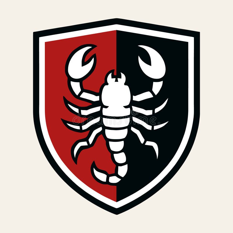 Red and Black Shield with White Scorpion Graphic Design Stock Vector ...