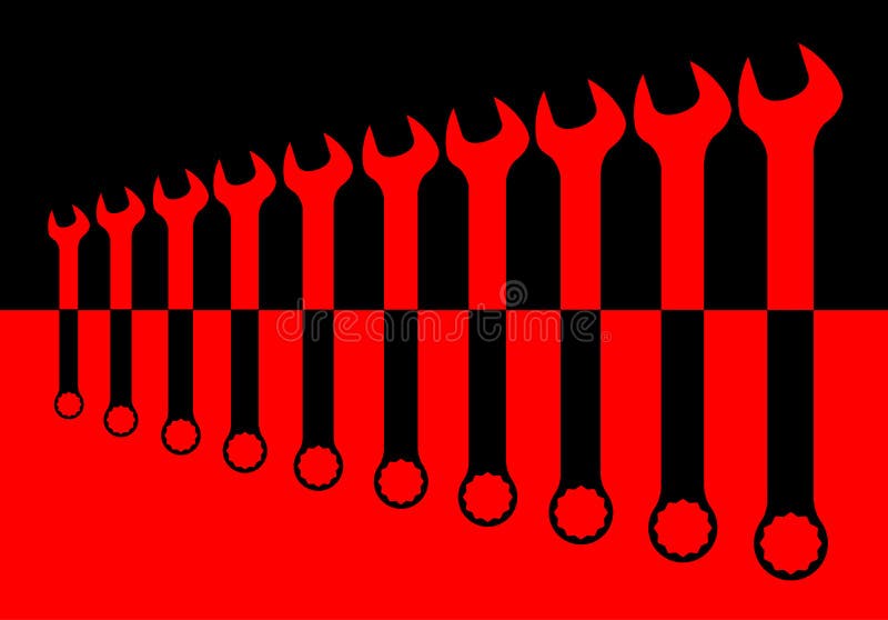 Red Black Spanner Sets stock vector. Illustration of repair - 239690026