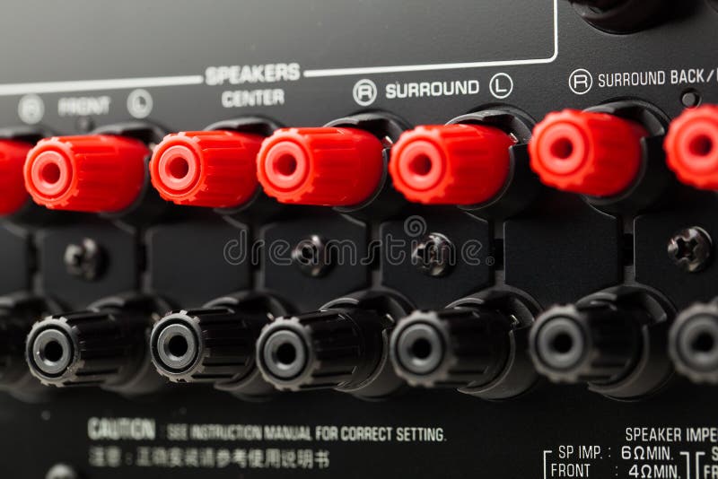 Red and Black Speaker Connectors Stock Photo - Image of audio, closeup ...