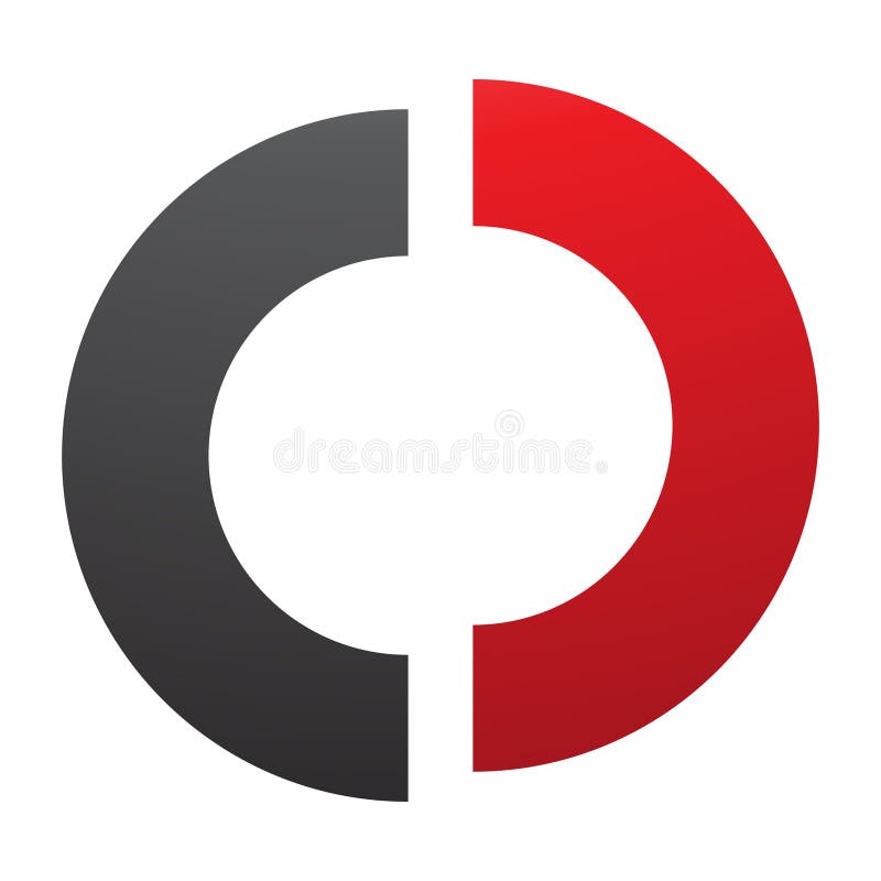 Red and Black Split Shaped Letter O Icon Stock Vector - Illustration of ...