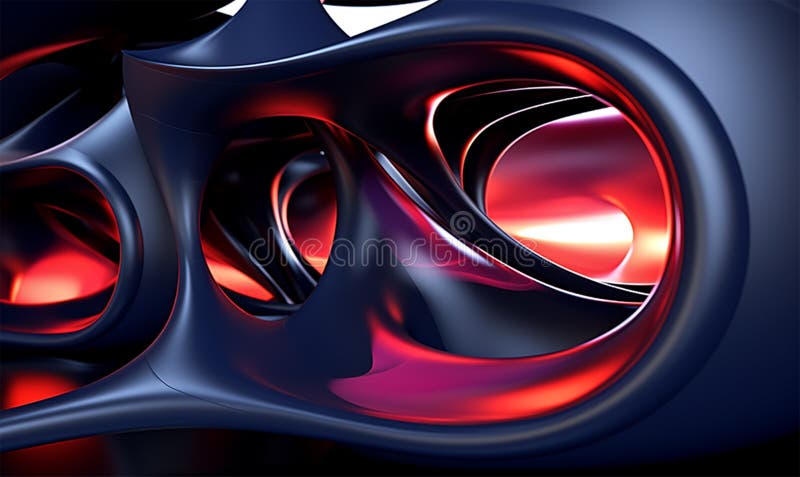 Red and Black Three Dimensional Abstract Object Stock Illustration ...