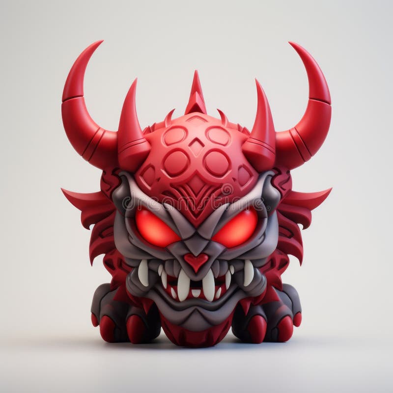 A Red and Black Toy Demon with Horns on Its Head Stock Illustration ...