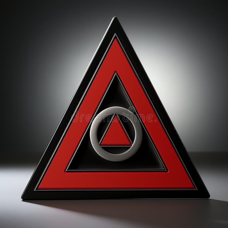 A Red and Black Triangle with a Skull in the Middle Stock Illustration ...